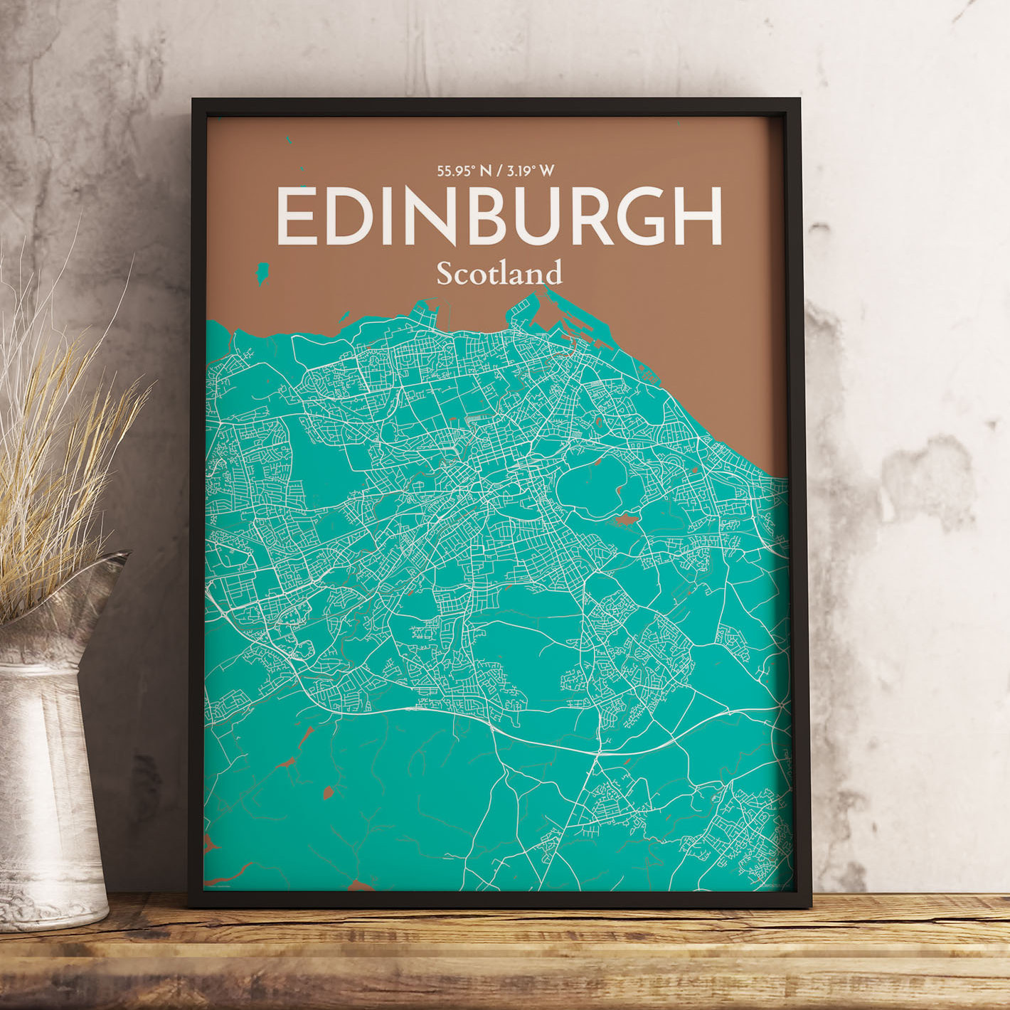 Wrought Studio™ 'Edinburgh City Map' Graphic Art Print Poster in Nature ...