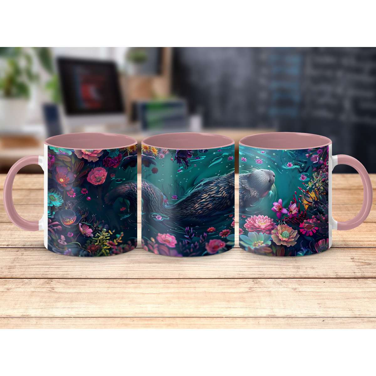 East Urban Home Set of 3 Realistic Animal Design 11oz Accent Mugs ...
