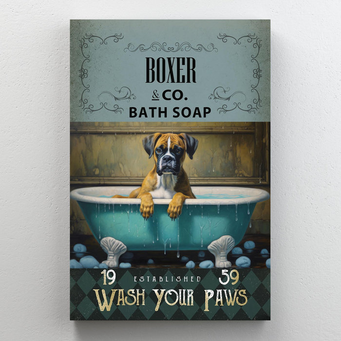 Trinx Boxer Bath Soap On Canvas Print | Wayfair