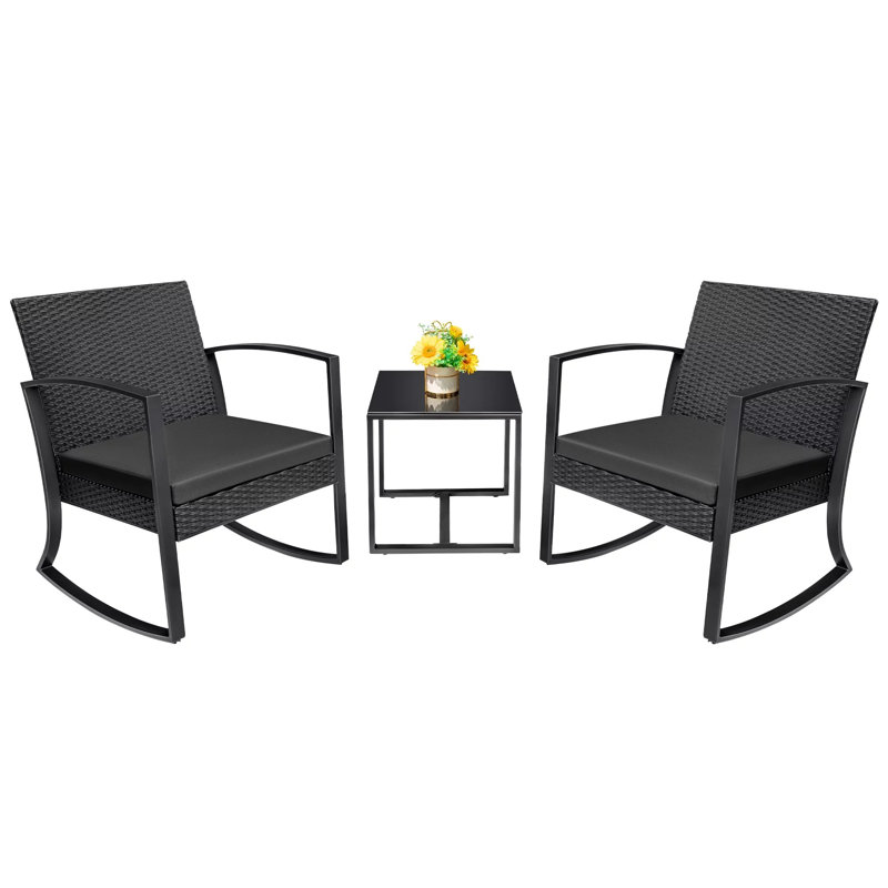 Ebern Designs 2 - Person 16" Long Bistro Outdoor Rocker Set | Wayfair