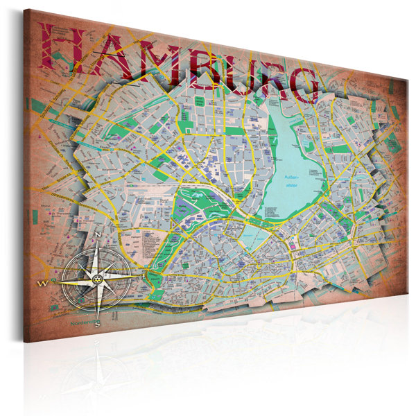 Breakwater Bay Map of Hamburg - Wrapped Canvas Graphic Art | Wayfair