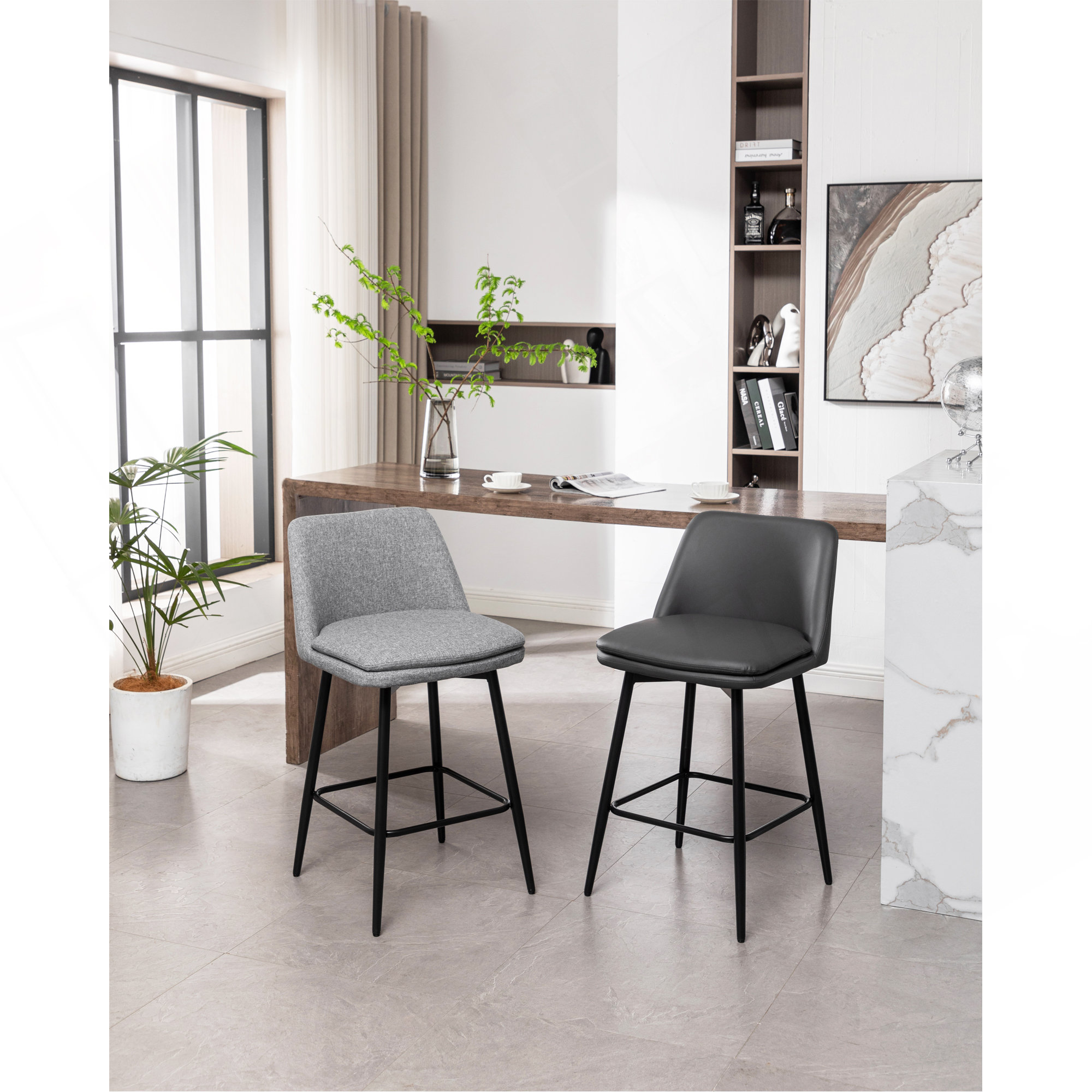 George Oliver Stylish And Comfortable Counter Height Swivel Bar Stools ...