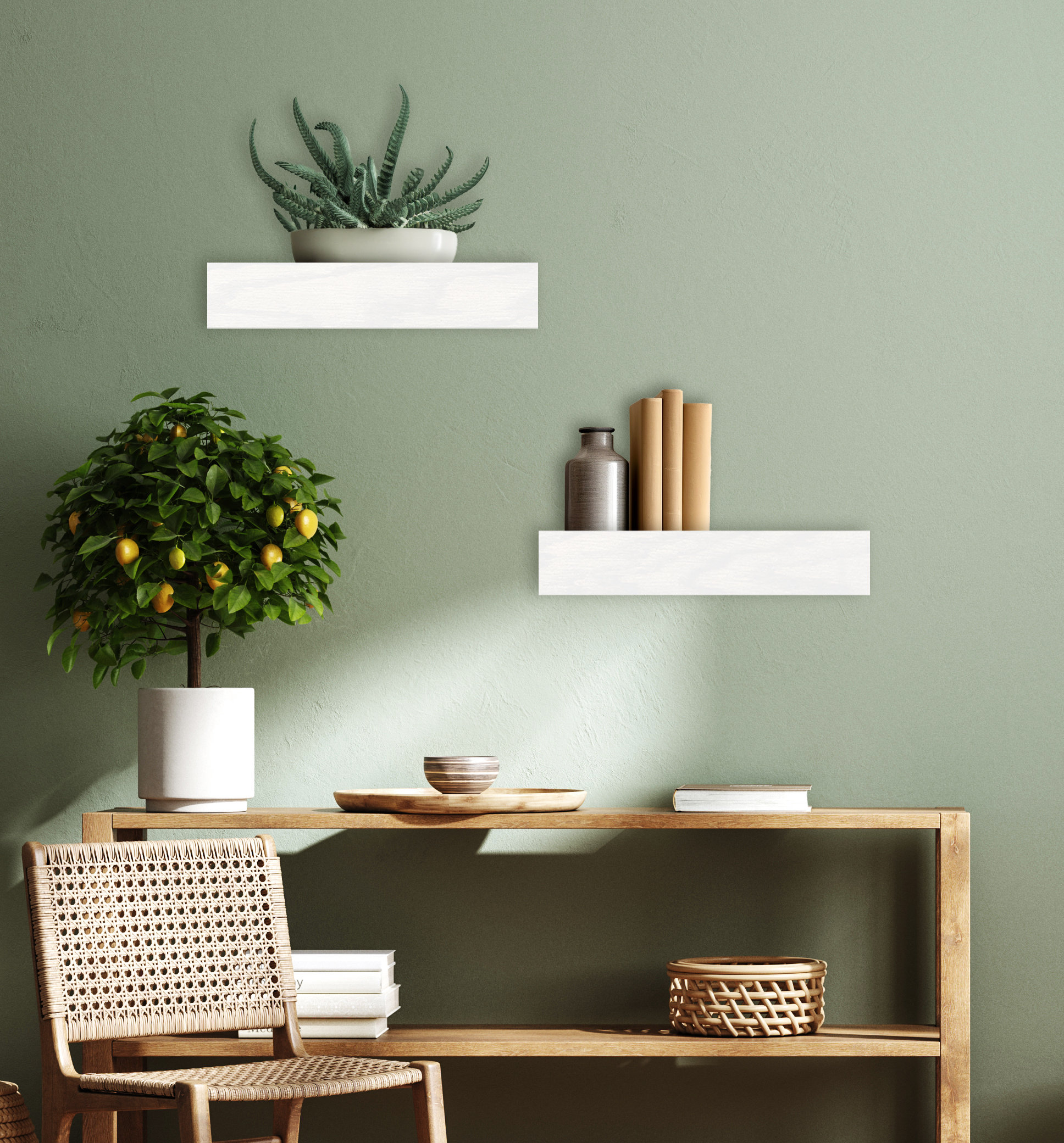 Rayne Mirrors Emerald Lee 2 Piece Oak Floating Shelf - Wayfair Canada
