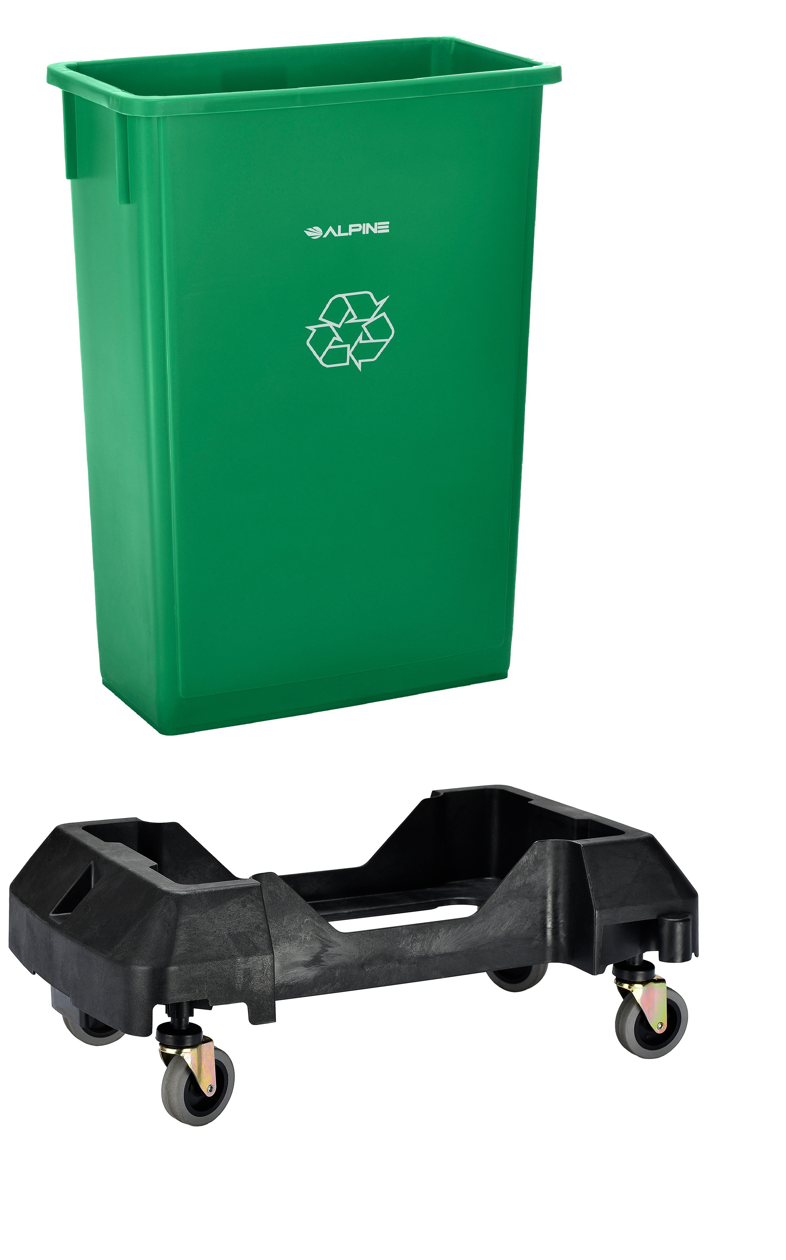 Alpine Industries 23 Gallon Recyling Trash Can and Dolly & Reviews ...
