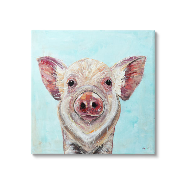 Stupell Industries " Farmhouse Pig Blue Background " by Jen Seeley ...