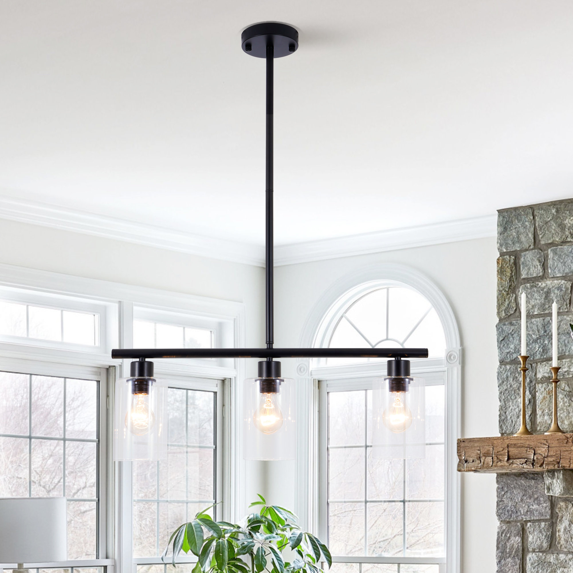 Ebern Designs Modern 3-Lights Linear Pendant Light | Wayfair