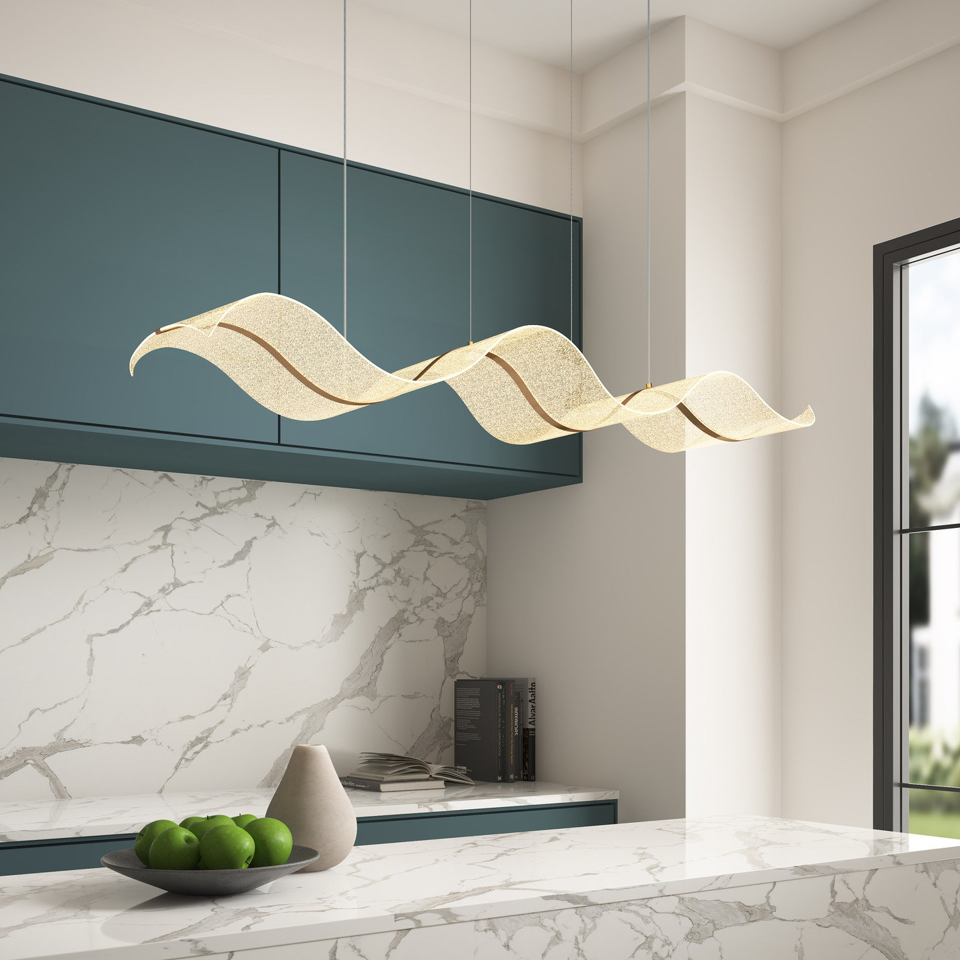 Mercer41 3000K LED Gold Modern Linear Pendant Light Fixture | Wayfair