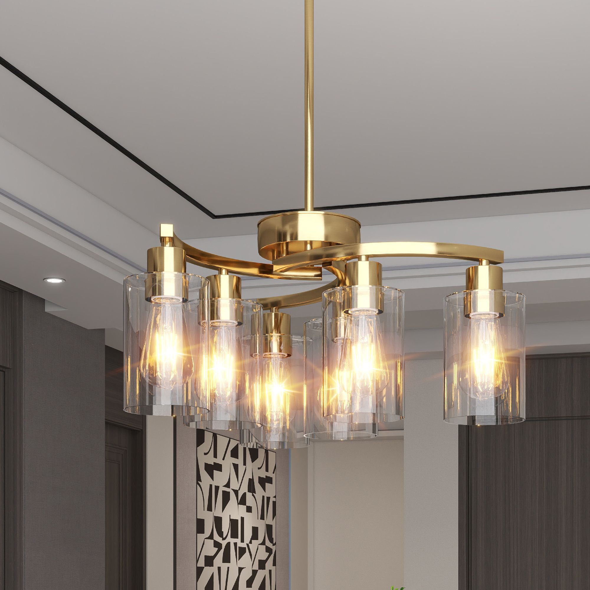 Breakwater Bay 6-Light Modern Farmhouse Adjustable Chandelier, Clear ...