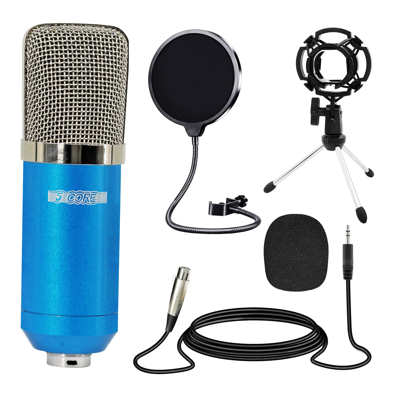 5 Core Professional Studio Recording Kit Podcast Bundle Windscreen XLR ...