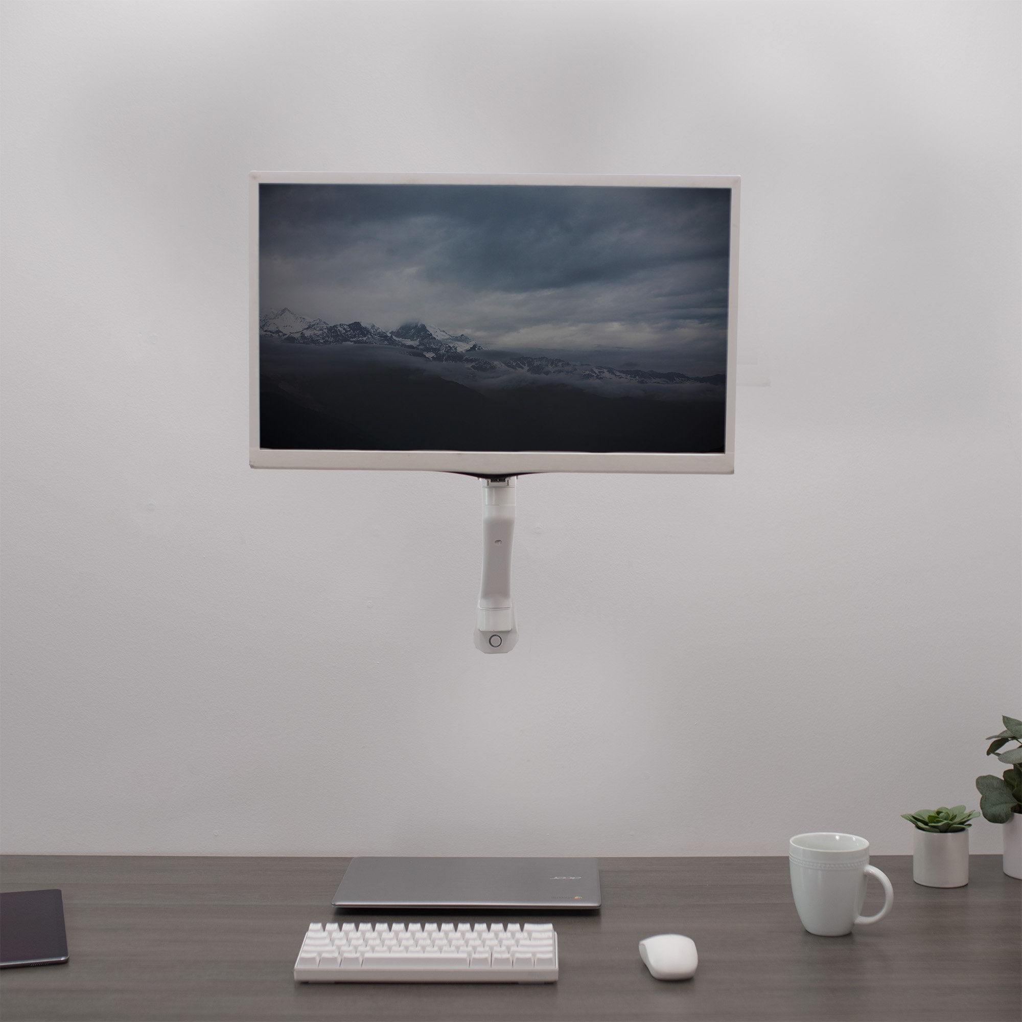 VIvo White Pneumatic Arm Single Monitor Wall Mount | Wayfair