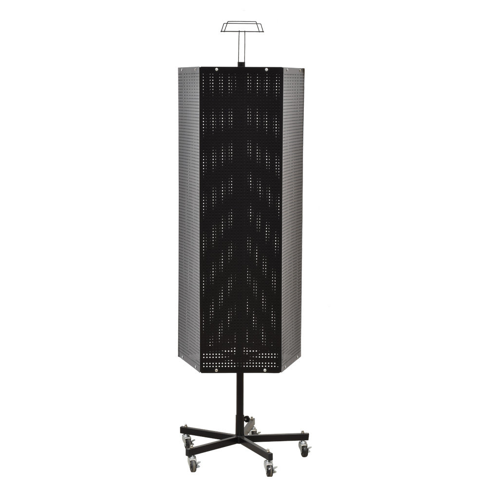 17 Stories 67" H X 23" W - 5-Sided Metal Pegboard Spinner Display Rack ...
