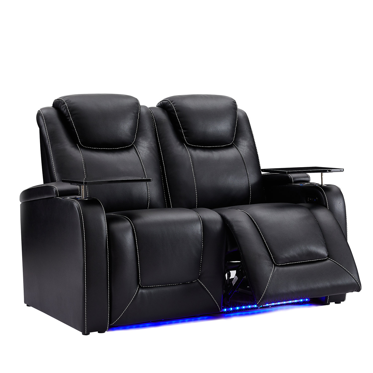 Ivy Bronx 58" Wide Faux Leather Home Theater Row Seating with Cup Holder | Wayfair