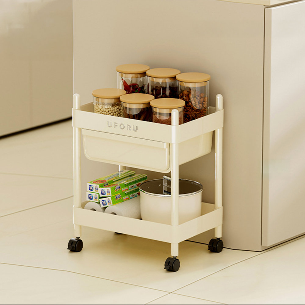 Brayden Studio 54cm H x 41.5cm W 2 - Cabinet Utility Cart with Wheels ...