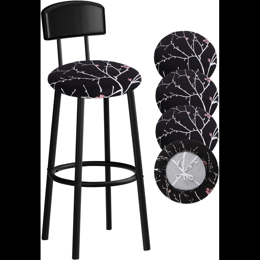 Red Barrel Studio® Pack Of 4 Polyester Round Bar Stool Covers - Printed ...