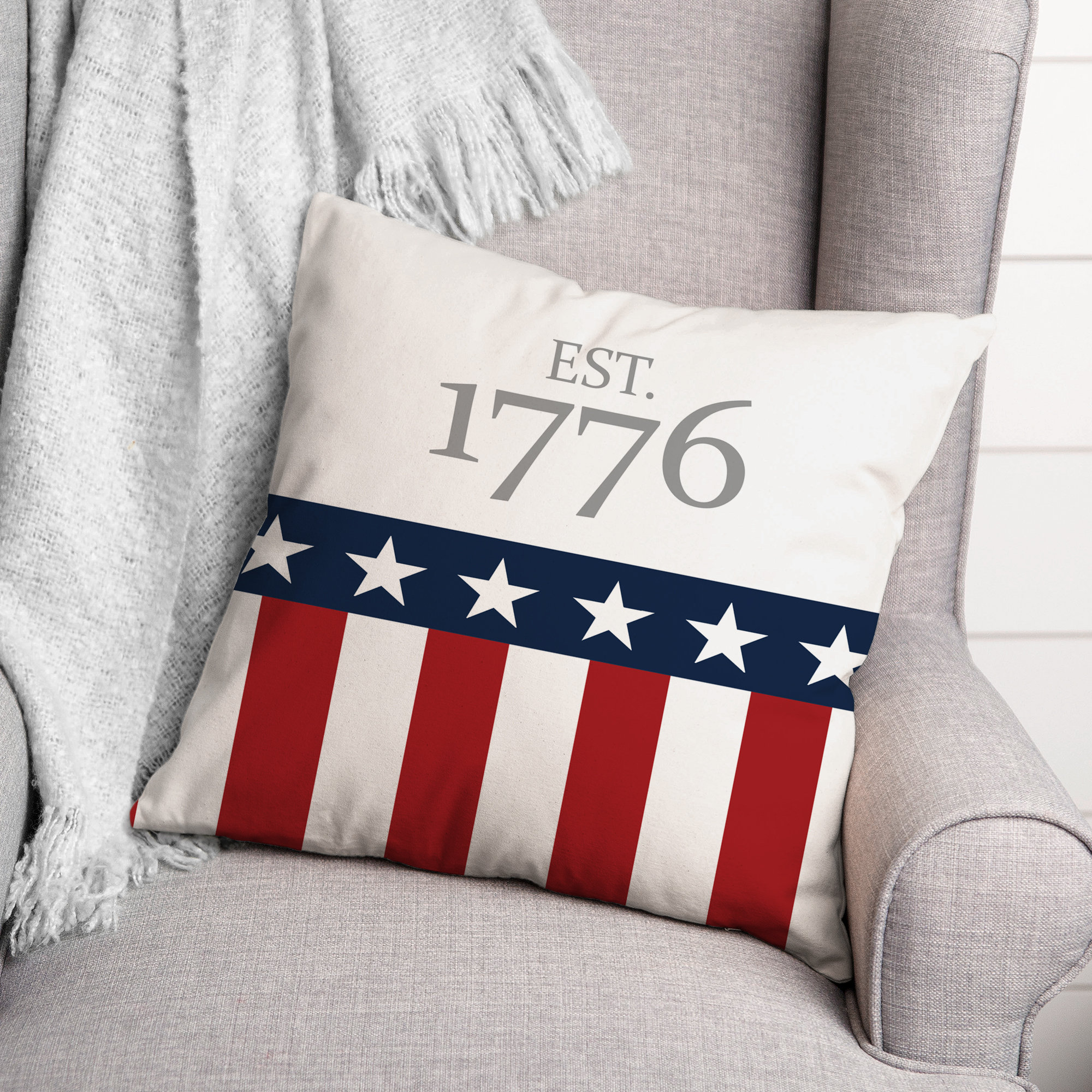 Designs Direct Creative Group Est 1776 Square Pillow Cover & Insert ...