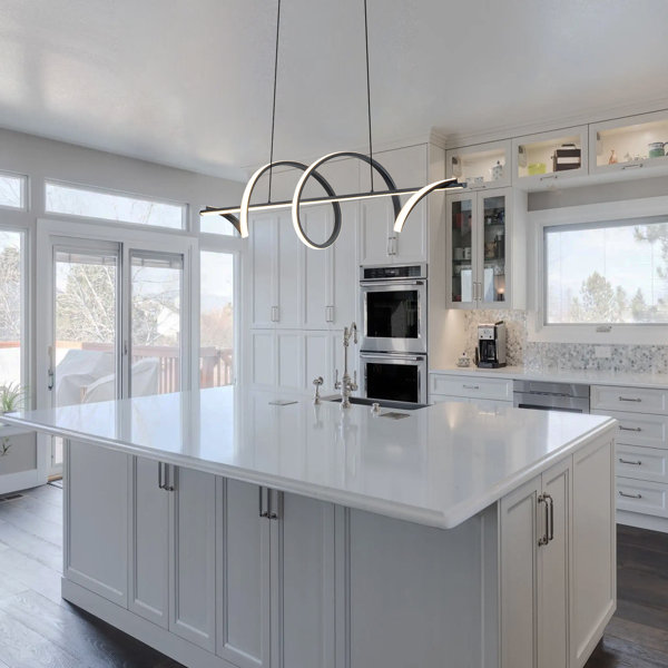 Ivy Bronx Jamaya 2 - Light Curved LED Kitchen Island Pendant | Wayfair