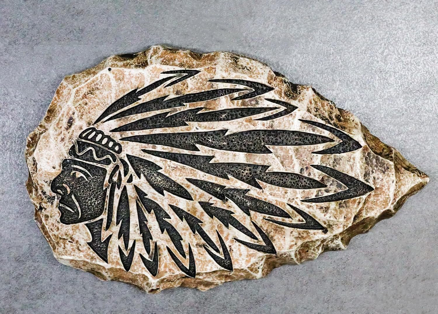 Union Rustic Southwestern Tribal Tattoo Indian Chief With Roach Faux Stone Arrow Wall Décor ...