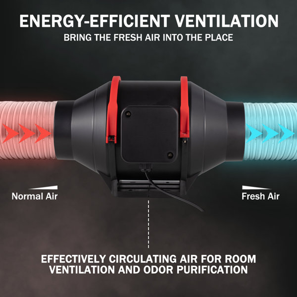 Kulamoon 4 Inch 195 Cfm Inline Duct Ventilation Fan Air Circulation ...