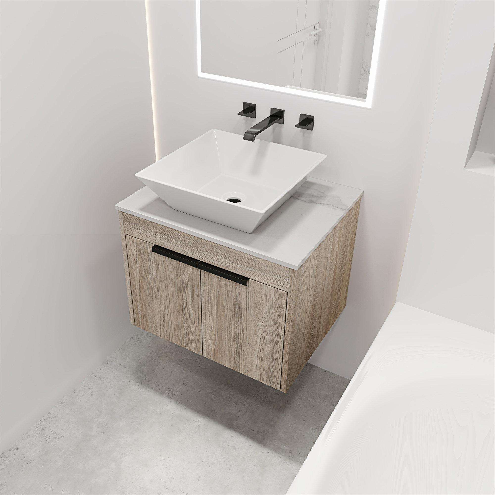 Ebern Designs 24 " Modern Design Float Bathroom Vanity With Ceramic ...
