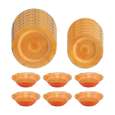 orange dishware set