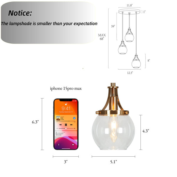 Mercer41 Loram 3-Light Gold Cluster Pendant & Reviews - Wayfair Canada