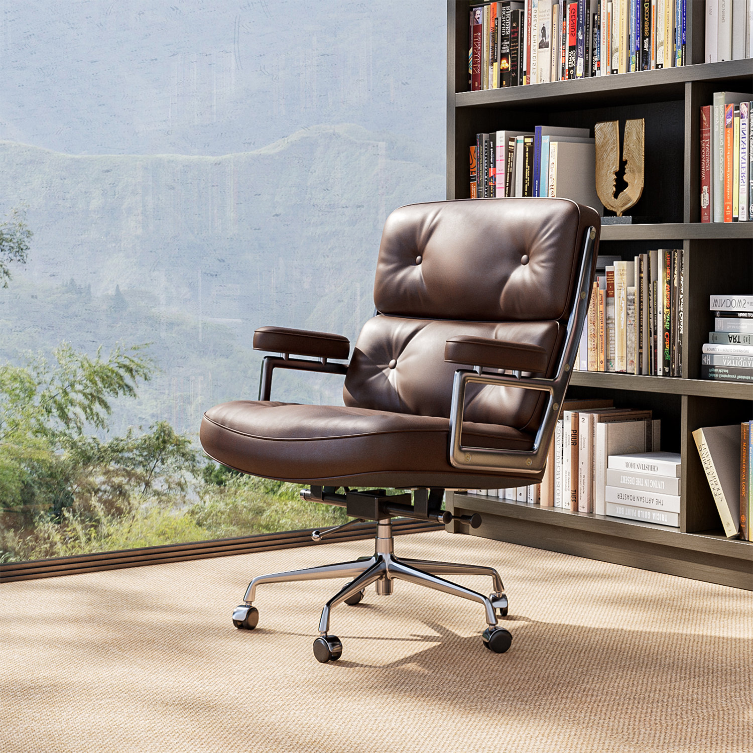 The Twillery Co. Northpoint Genuine Leather Office Chair Upholstered ...