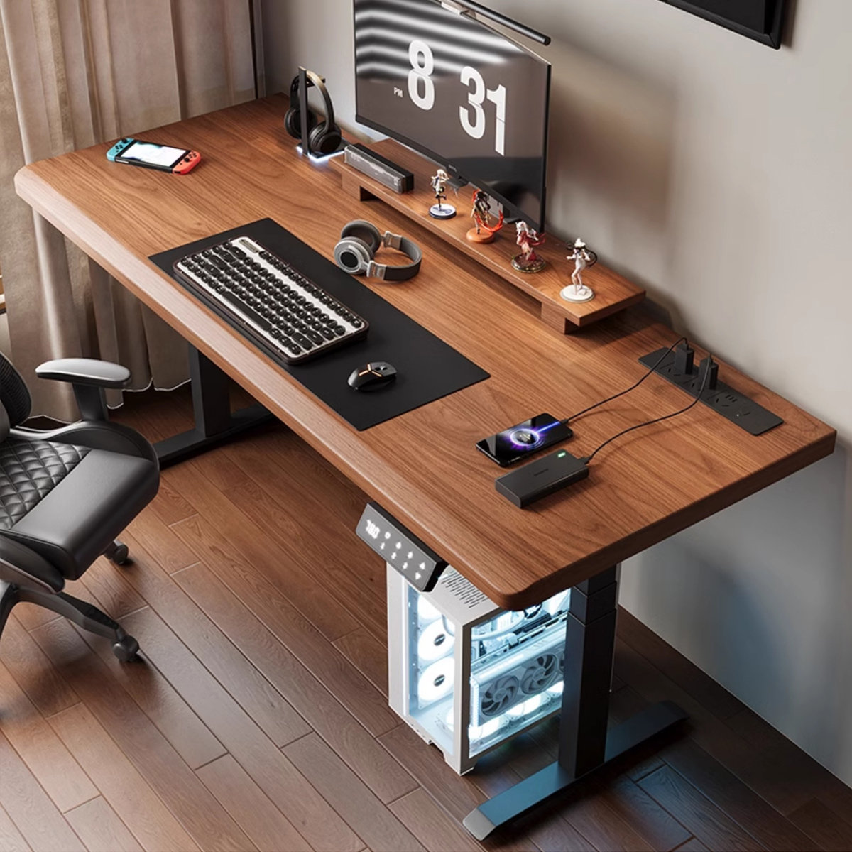 Inbox Zero Light walnut color Rectangular Solid Writing desk | Wayfair