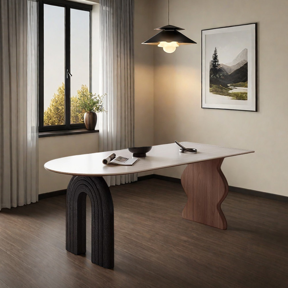 Orren Ellis Rock Slab Creative Asymmetrical Table Legs Table | Wayfair