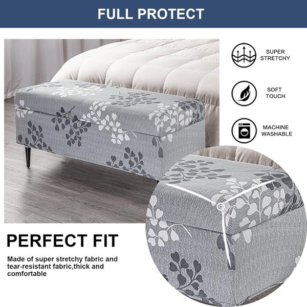Hokku Designs Ottoman Cover Stretch Storage Ottoman Bench Slipcover ...