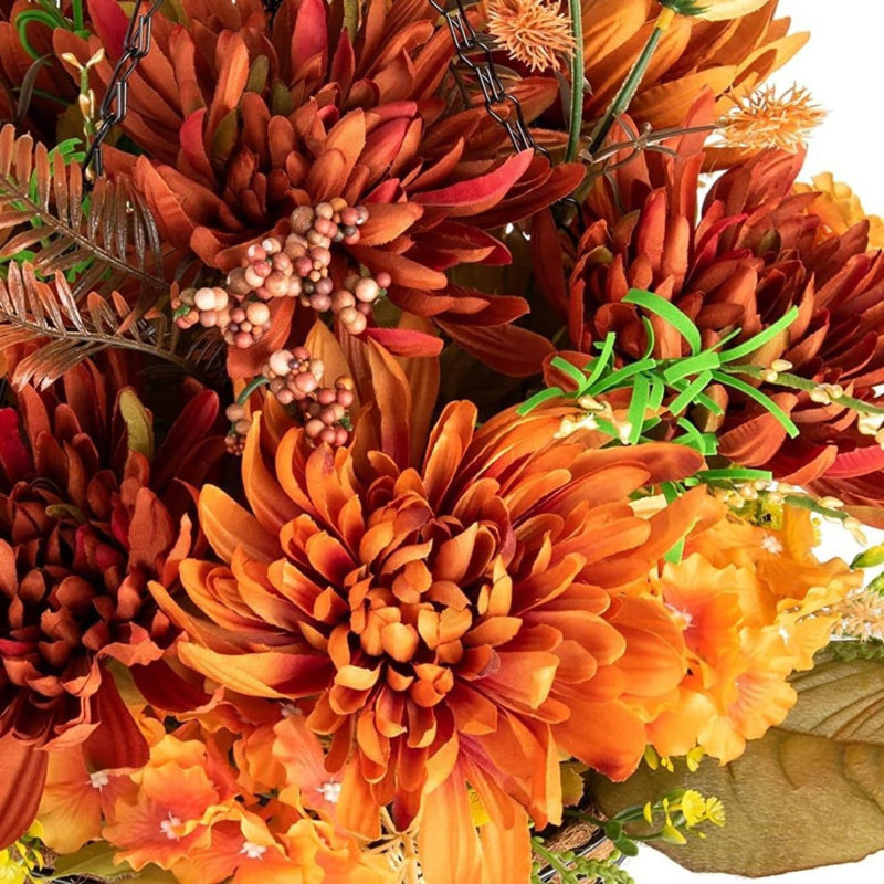 Ophelia & Co. Artificial Fall Hanging Mums Baskets | Wayfair