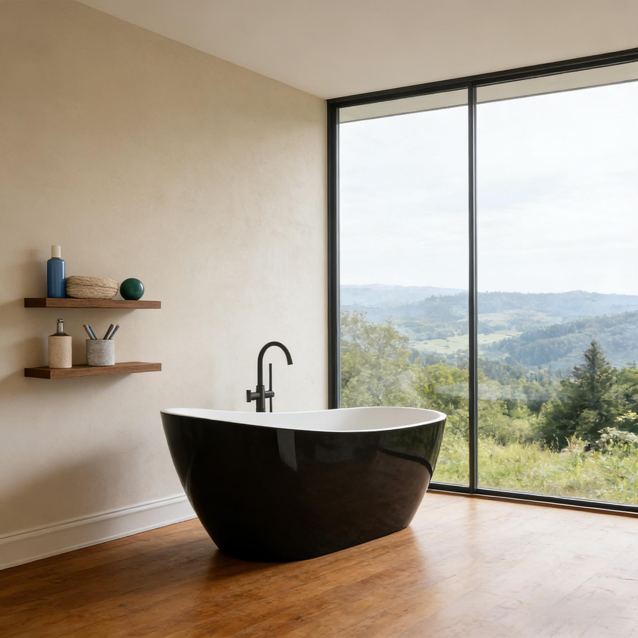 gaomon Freestanding Acrylic Soaking Tub with Pop-Up Drain & Overflow ...