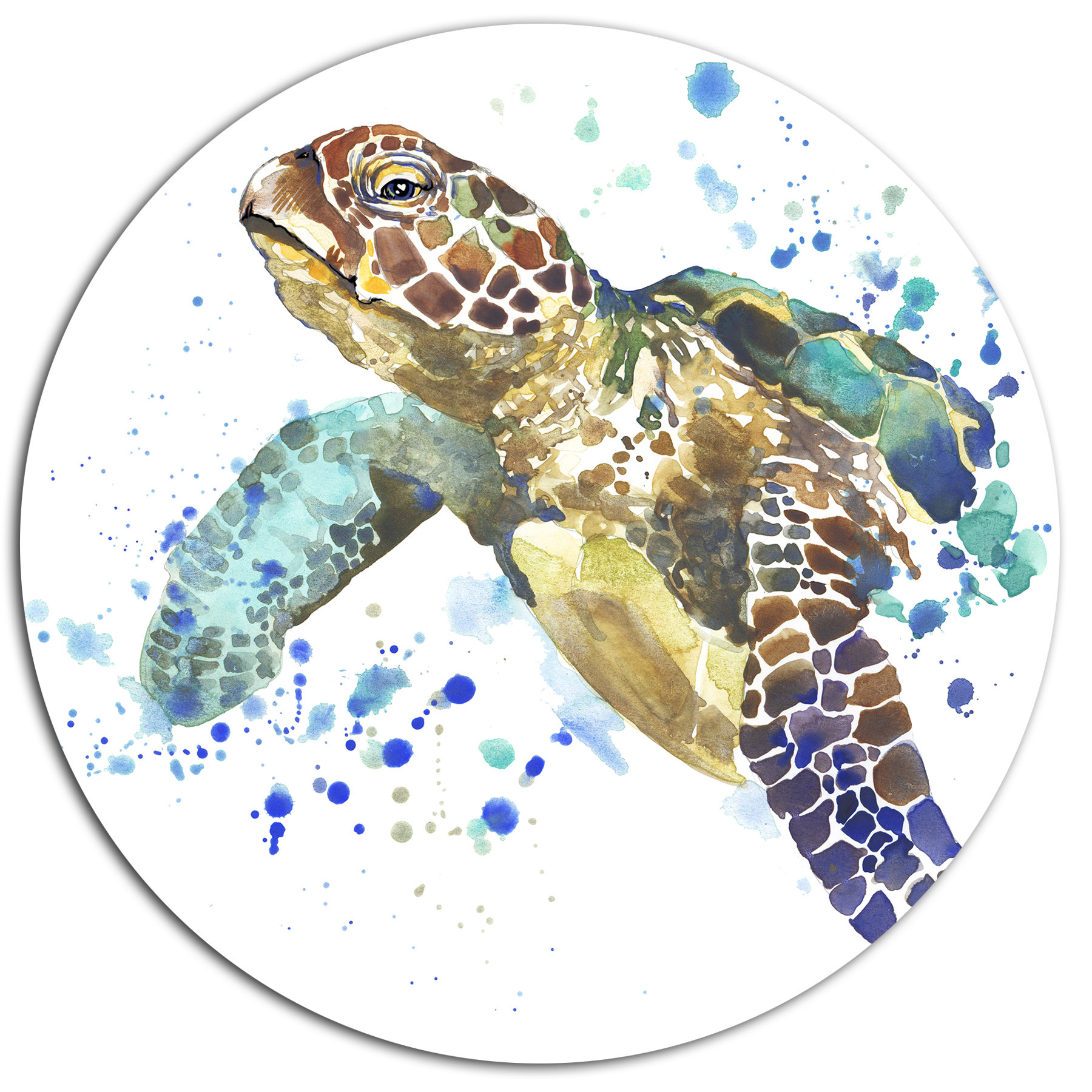 Design Art Blue Sea Turtle Illustration - Print on Metal | Wayfair