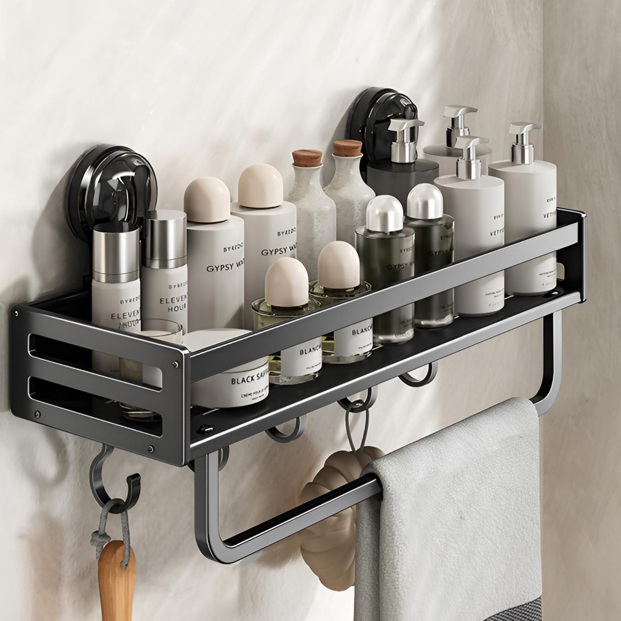 Rebrilliant Strong Suction Cup Storage Rack, Draining Bathroom Storage ...