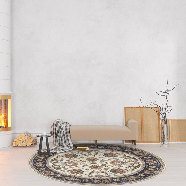Bungalow Rose Round Traditional Vintage Overdyed Retro Accent Rug,Non ...