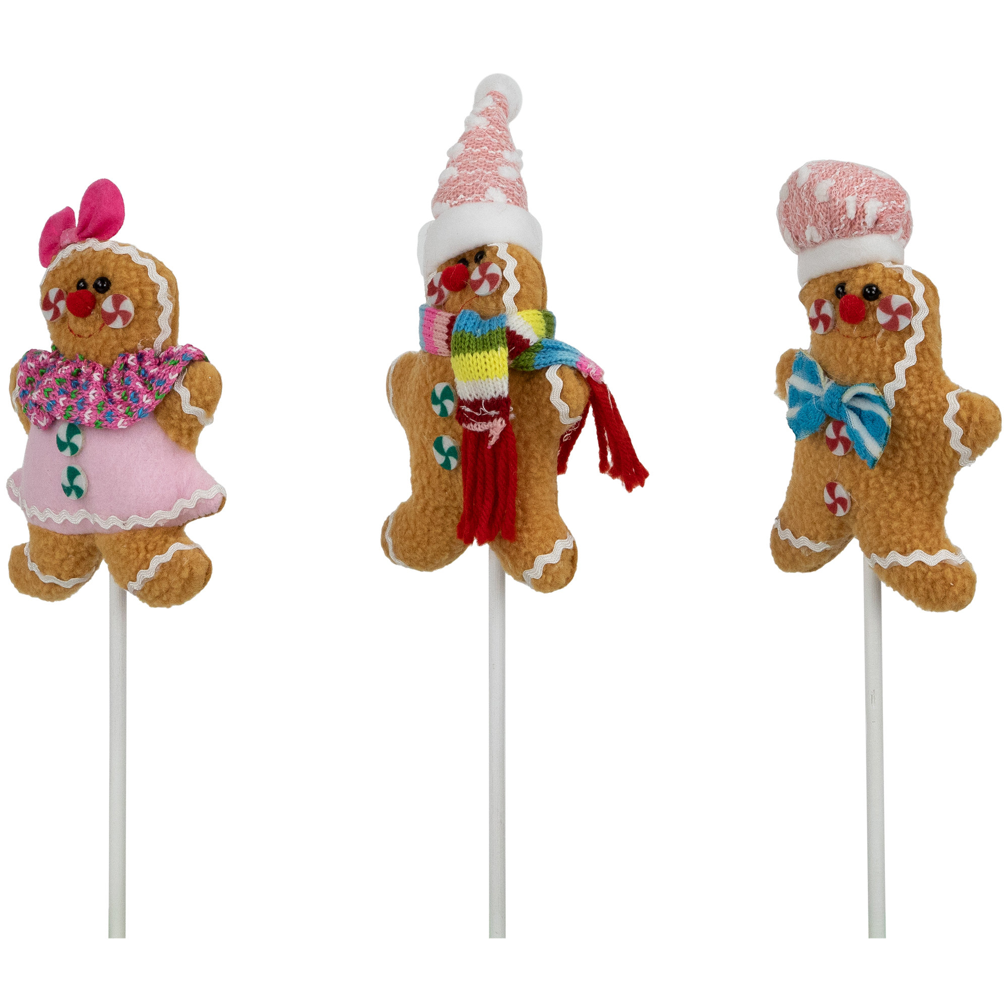 Northlight Seasonal Set Of 3 Plush Gingerbread Christmas Picks 10 ...