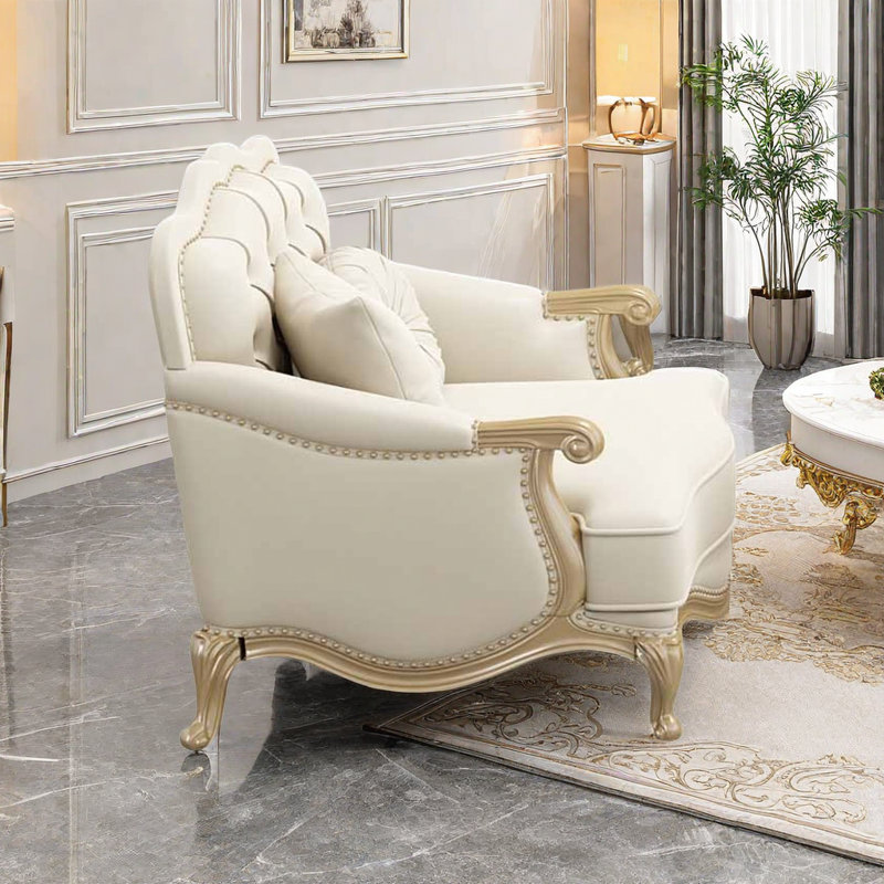 Romero Modern Simple European Style Solid Wood Chair 39.3'' Wide Tufted ...