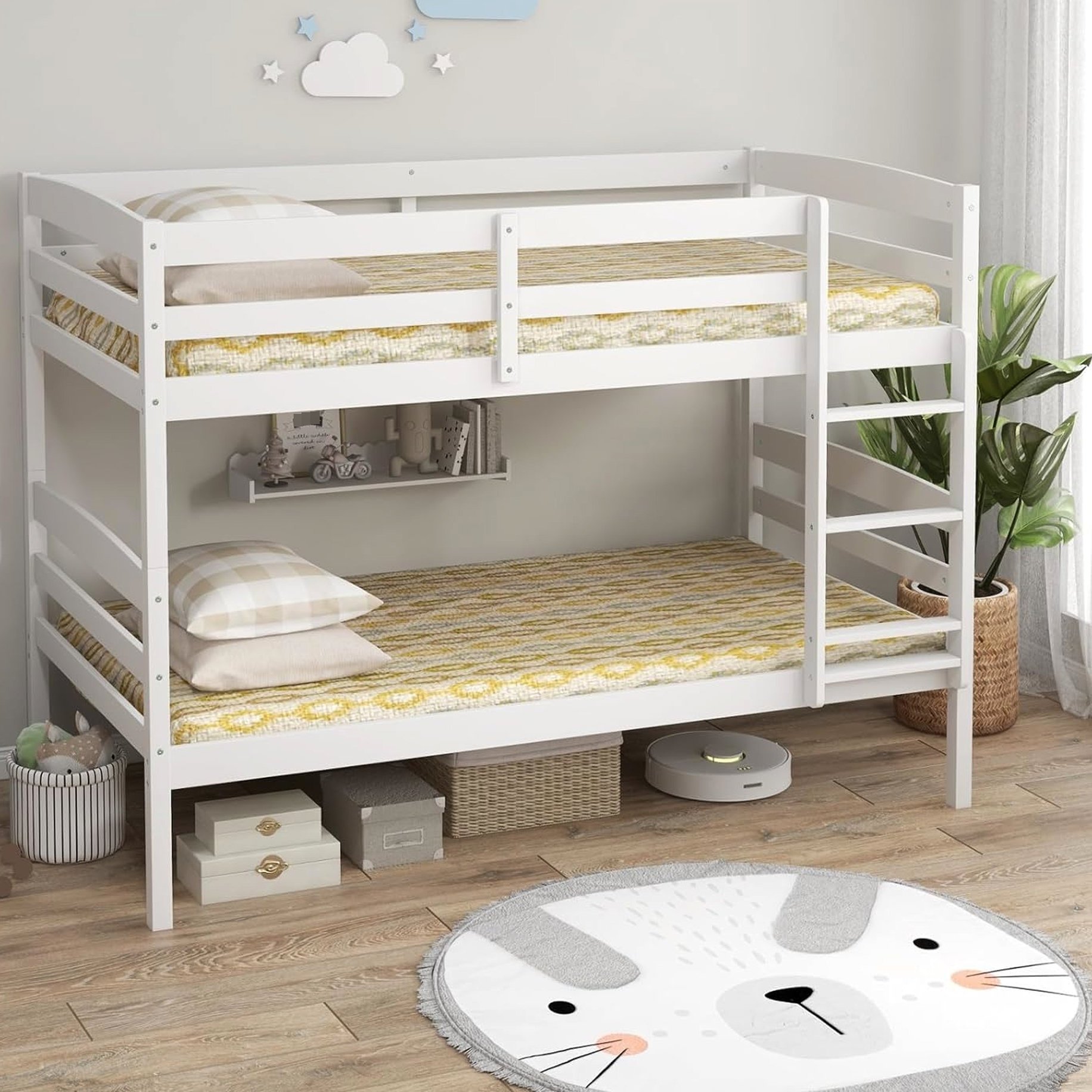 Harriet Bee Twin Bunk Bed Made Of Pine Wood, Detachable, White Finish ...