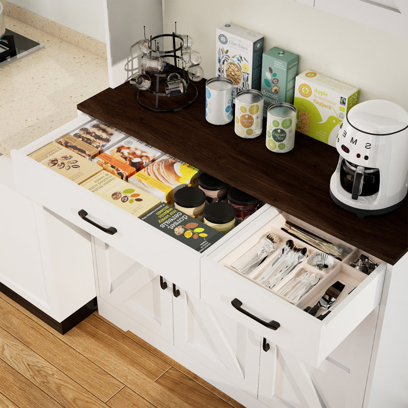 Gracie Oaks 71" Kitchen Pantry Cabinet With Charge Station, 8 ...