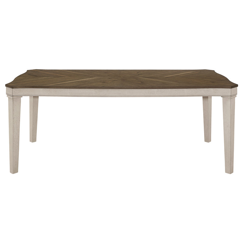 Gracie Oaks Ronnie Rectangular 79-Inch Wood Dining Table Rustic Cream ...