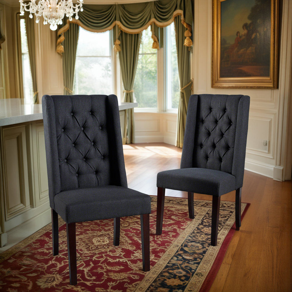 Red Barrel Studio® Set of 2 Tufted Wingback Dining Chairs - Elegant ...