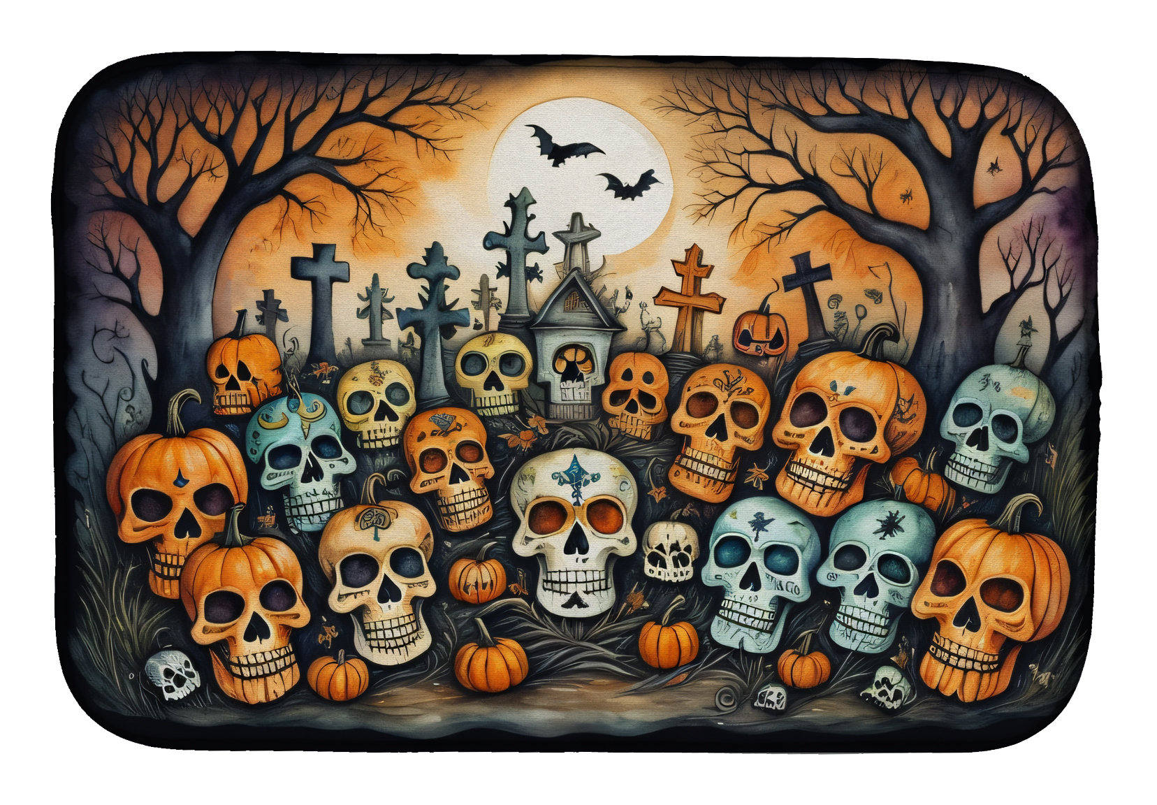 Caroline's Treasures Calaveras Sugar Skulls Spooky Halloween Dish ...