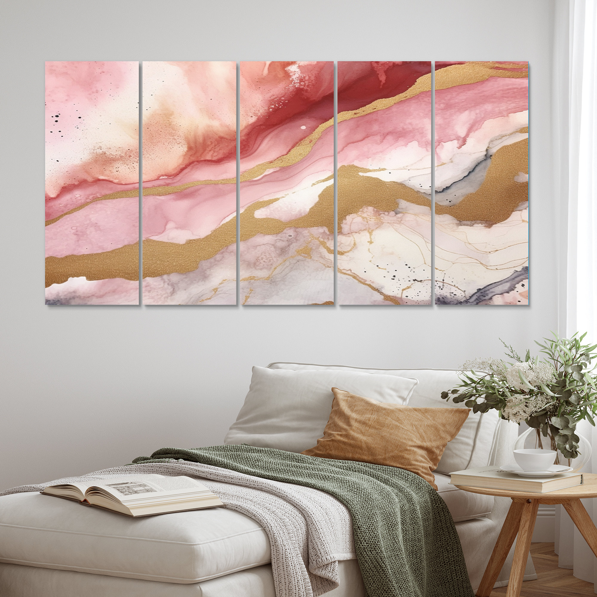 Ivy Bronx Pink And Gold Enchanted Spills I - Abstract Canvas Print - 5 ...