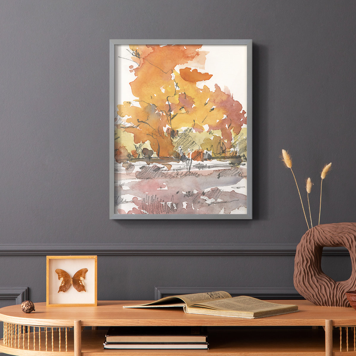 Lark Manor™ Watercolor Treeline Sketch II Framed Print - Solid Wood ...