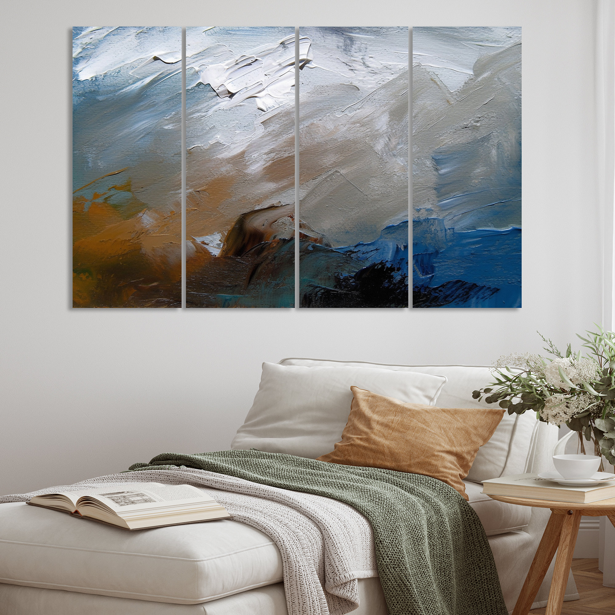 Ivy Bronx Blue Nova Evening Nostalgia Abstract Painting III 4 Pieces ...