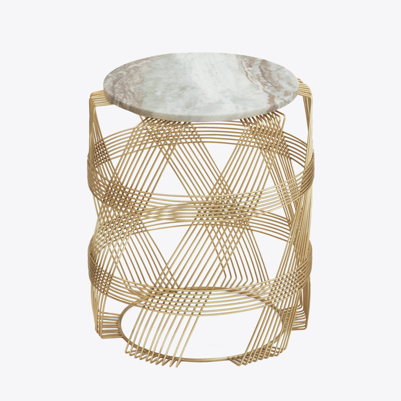 Mercer41 ROUND WIRE TABLE WITH MARBLE TOP | Wayfair