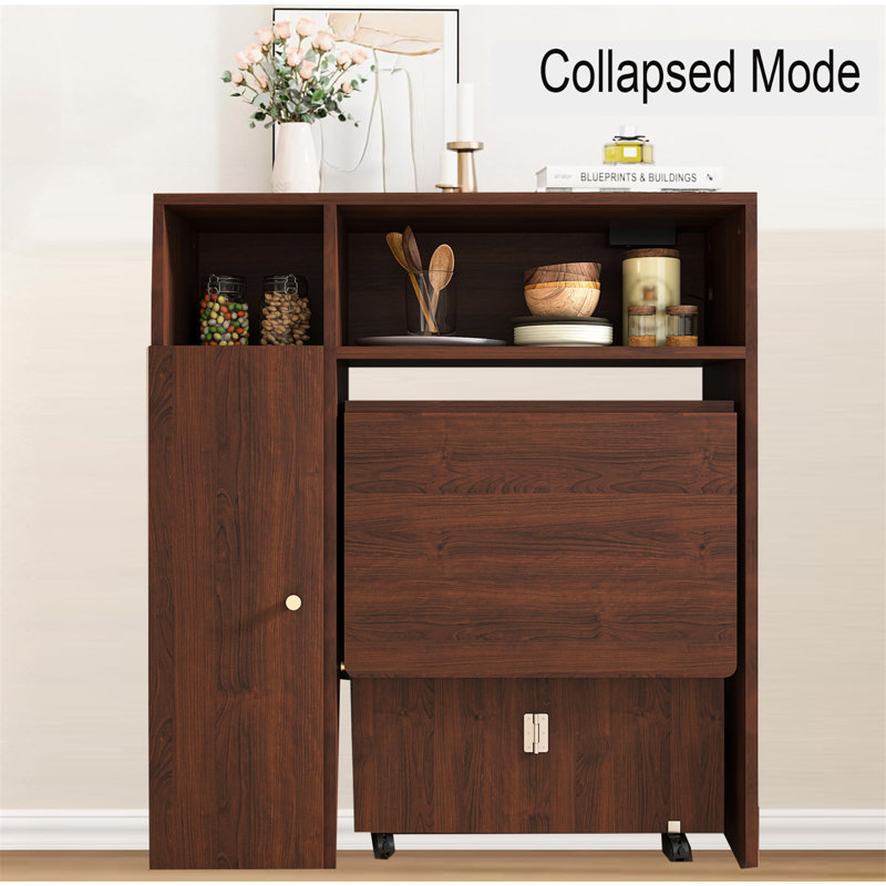 Ebern Designs Folding Dining Table With Wall-mounted Sideboard | Wayfair