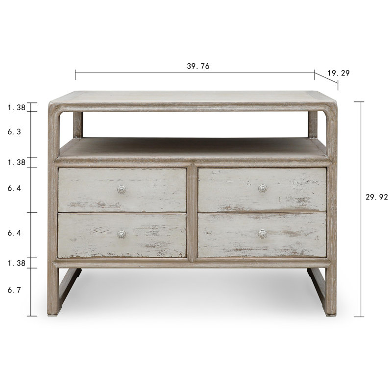 Lily's Living Solid Wood Sled 4 - Drawer End Table with Storage | Wayfair