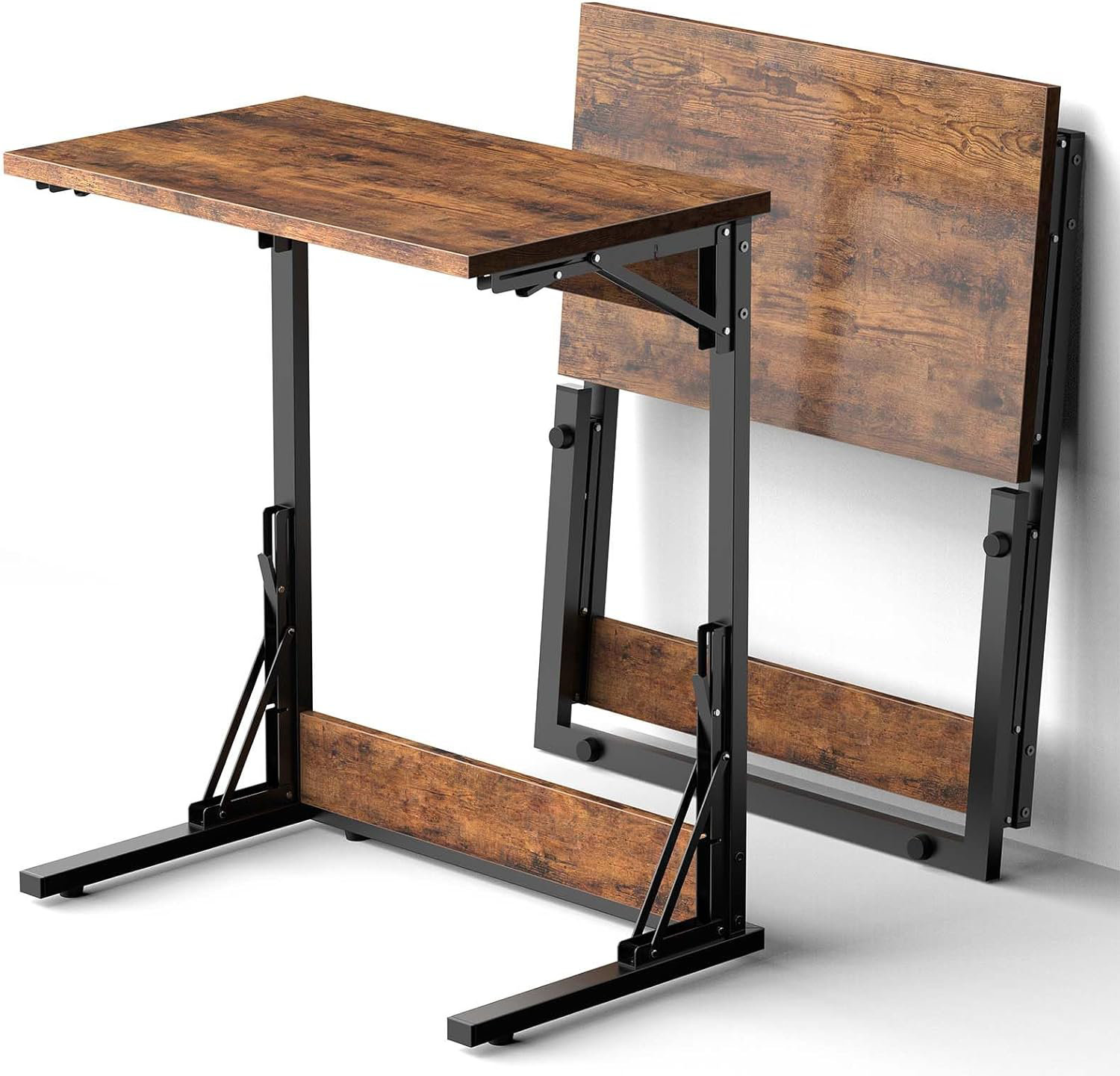 17 Stories Lizette Folding C Shaped End Table, Couch TV Tray Table ...