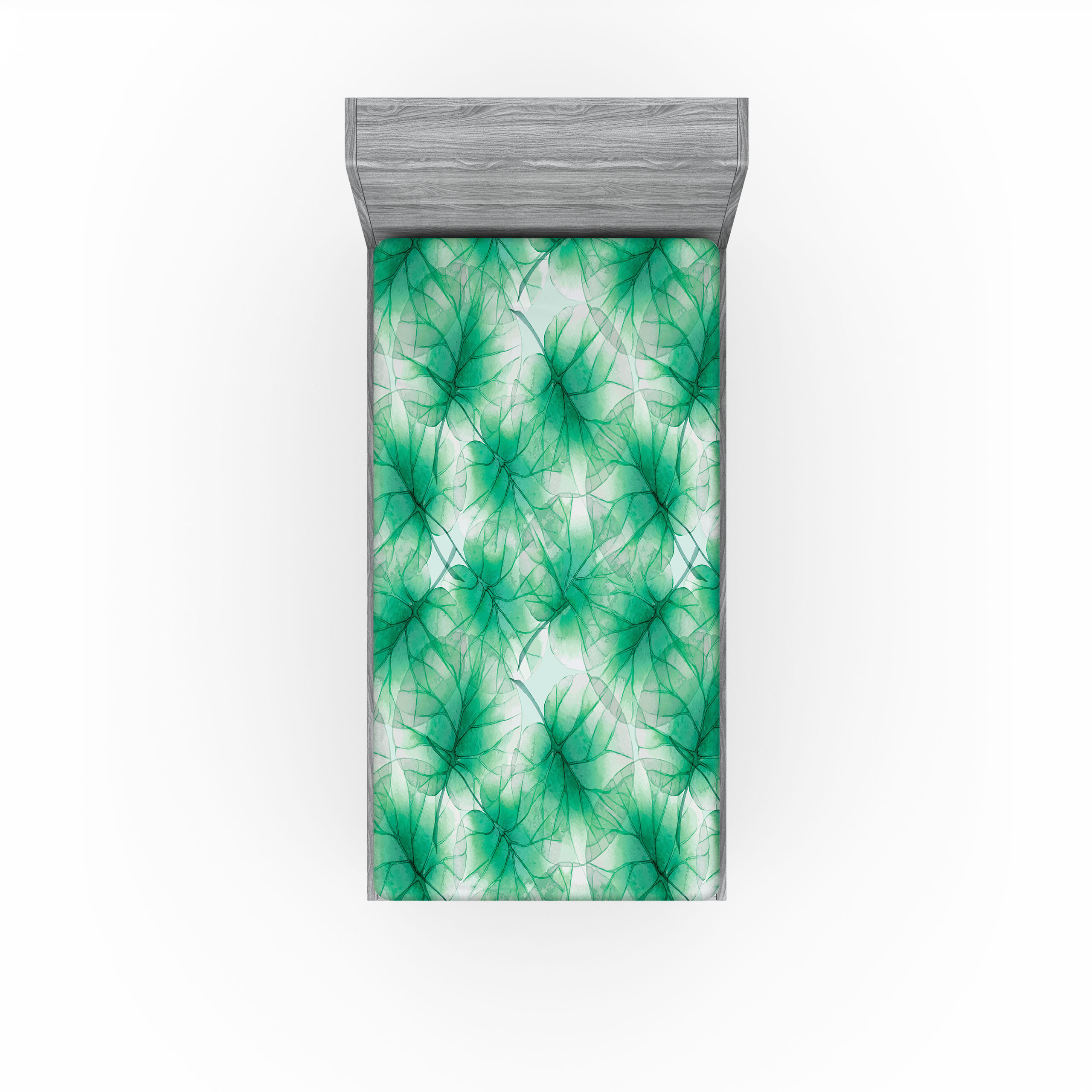 Ambesonne Greenery Fitted Sheet Lotus Leaves Pattern Art Shamrock Green ...