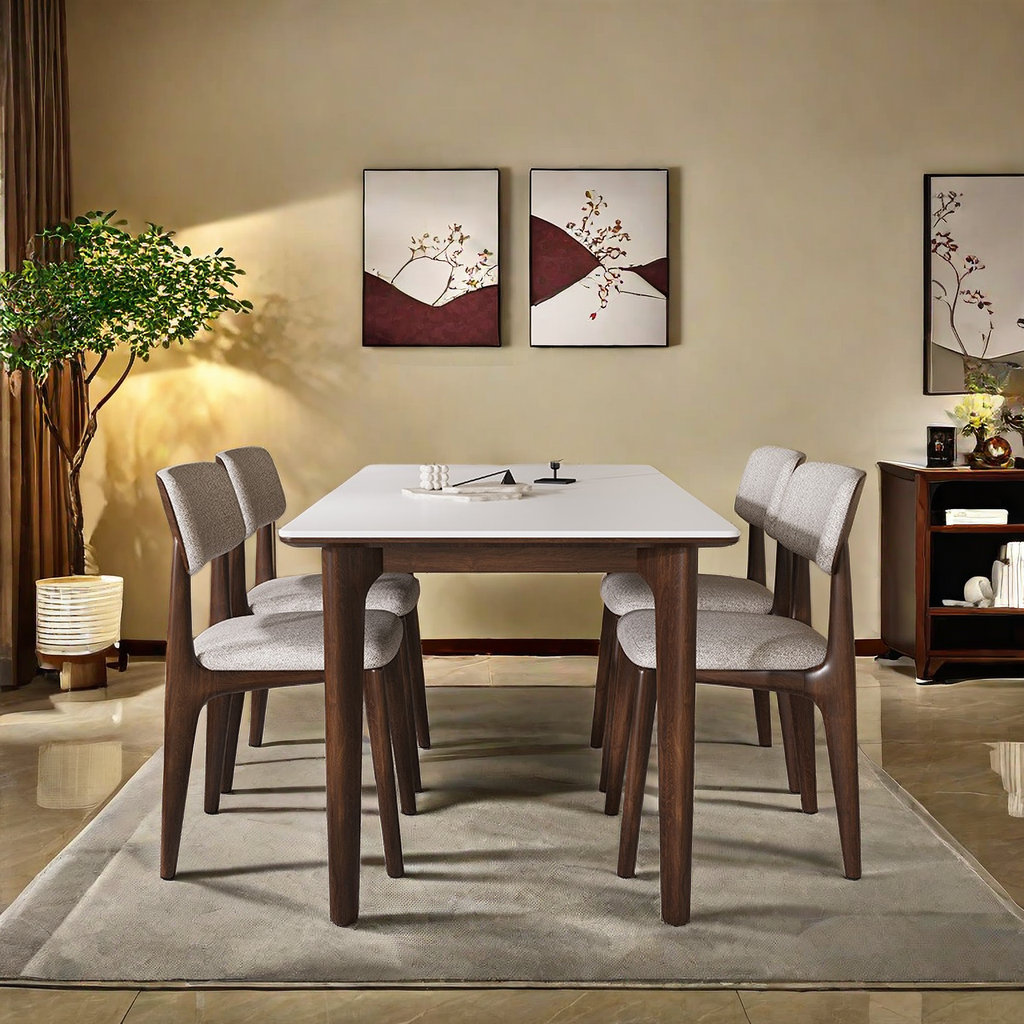 ASS Comfort Zone Walnut Solid Wood Rock Table And Chairs Rectangular 31 ...